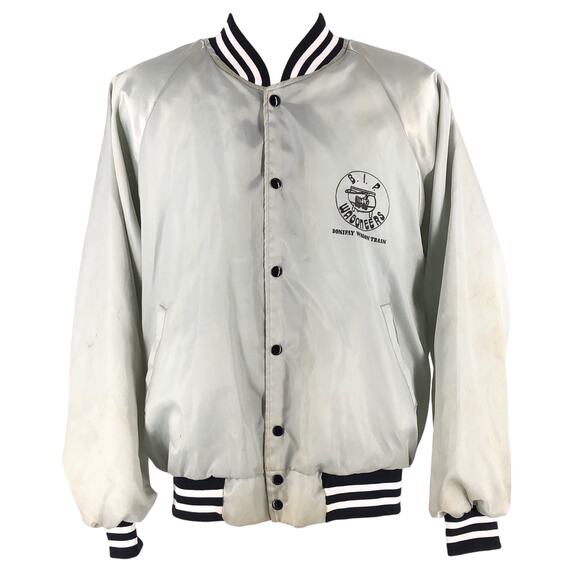 Bridgeport | Jackets & Coats | 8s Silver Gray Satin Bridgeport Bomber ...